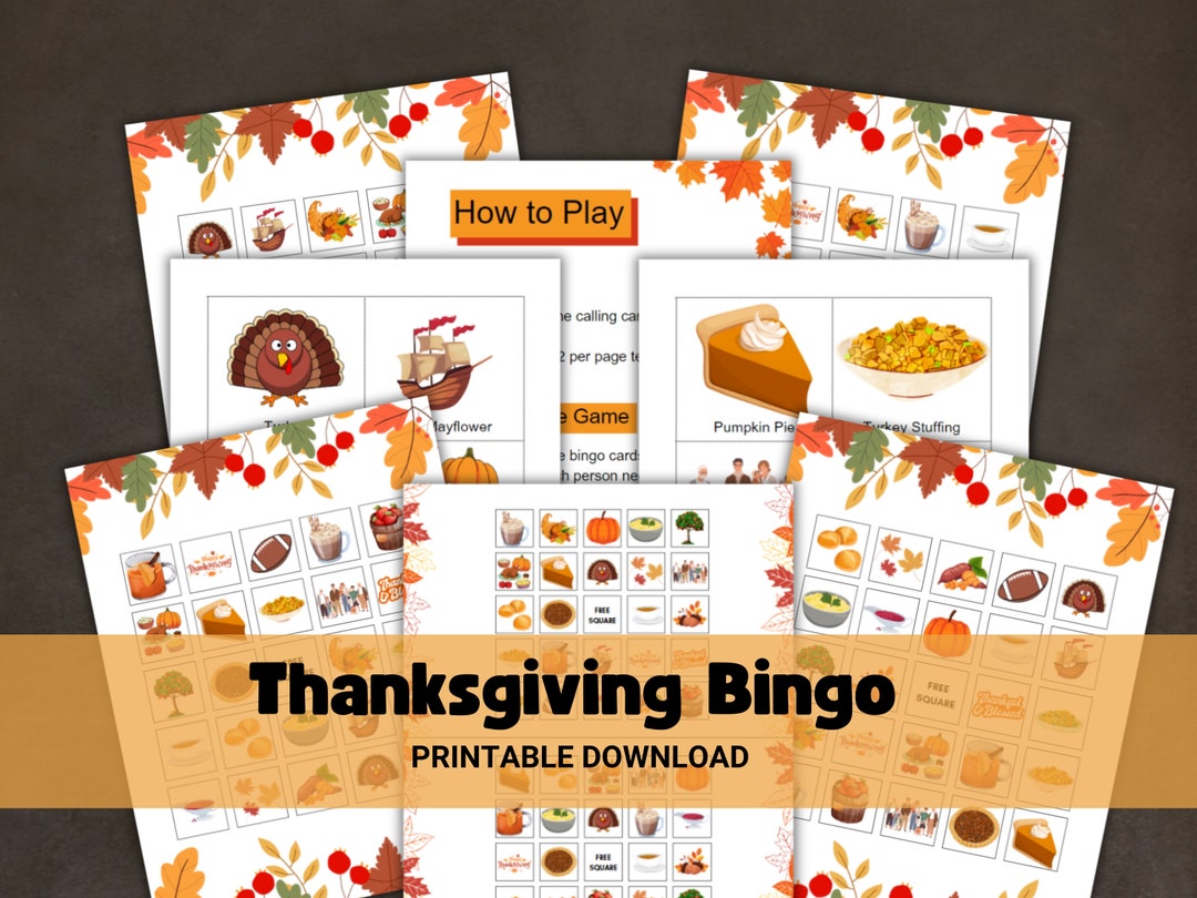 Printable Thanksgiving Bingo Activity With 30 Bingo Cards ...