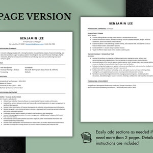 Entry Level Resume Template for Word & Google Docs With Free Cover ...