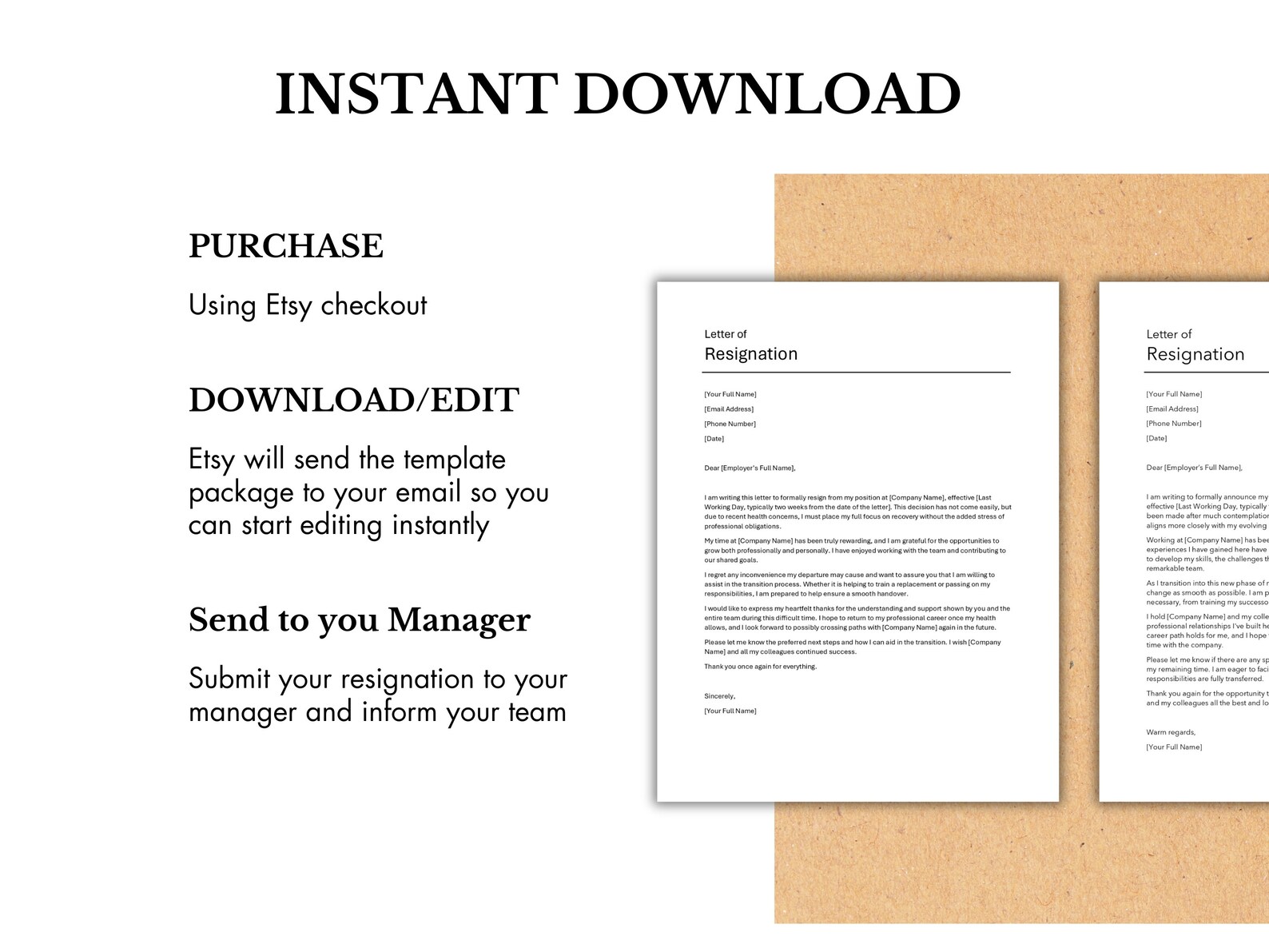 Resignation Letter Template Bundle for Microsoft Word and Google Docs ...