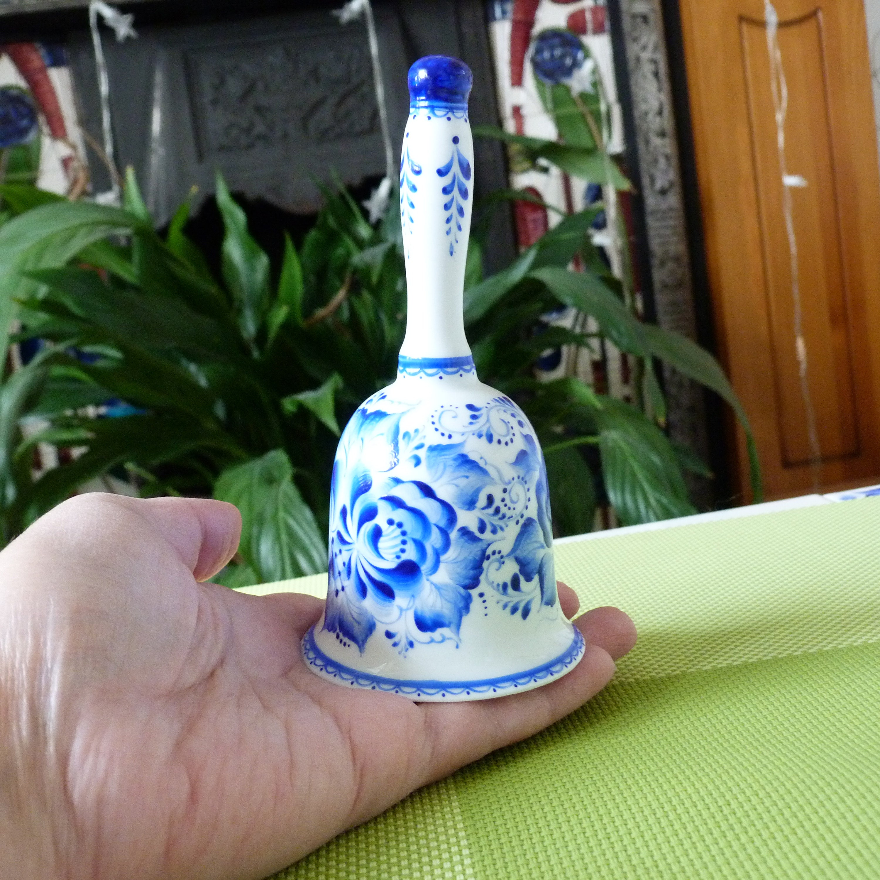 Blue and White Porcelain Bell Hand Painted Handmade Ceramic Bell ...