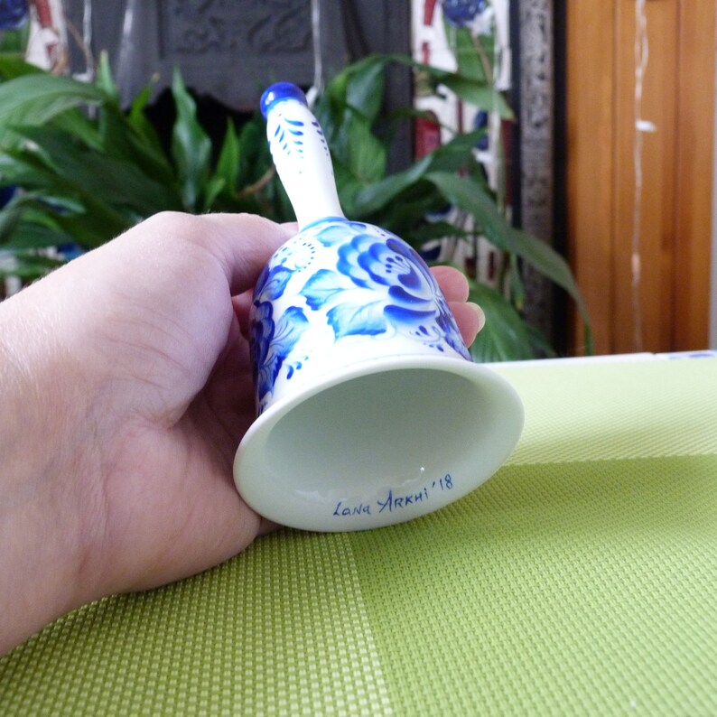 Blue and White Porcelain Bell Hand Painted Handmade Ceramic Bell ...
