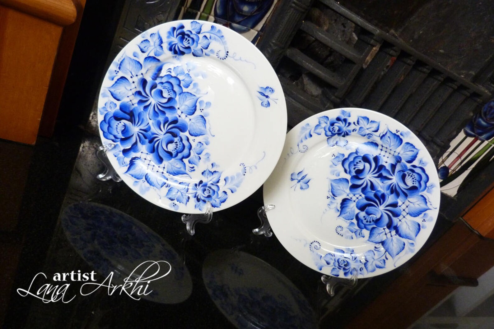 Personalised Hand Painted Name Plates Blue and White Bone - Etsy
