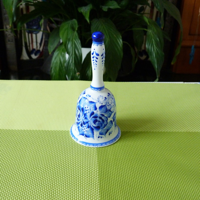 Blue and White Porcelain Bell Hand Painted Handmade Ceramic Bell ...