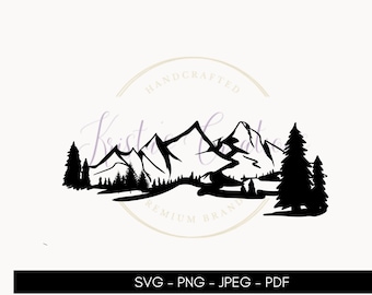 Mountain and Trees Svg, Trees Svg, Mountain Svg, Forest Svg File for ...