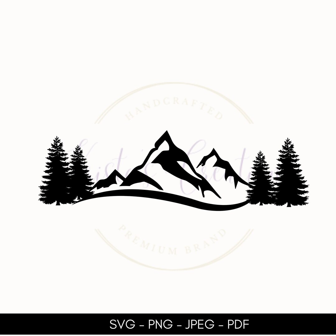 Mountain and Trees Svg, Trees Svg, Mountain Svg, Forest Svg File for ...