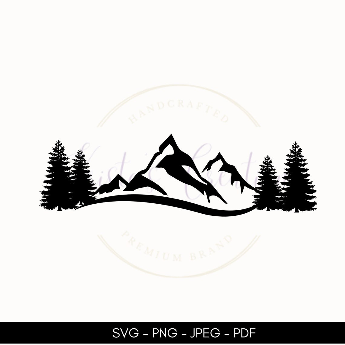 Mountain and Trees Svg, Trees Svg, Mountain Svg, Forest Svg File for ...
