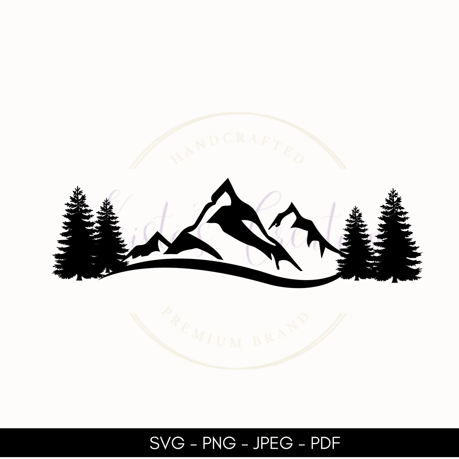 Mountain and Trees Svg, Trees Svg, Mountain Svg, Forest Svg File for ...