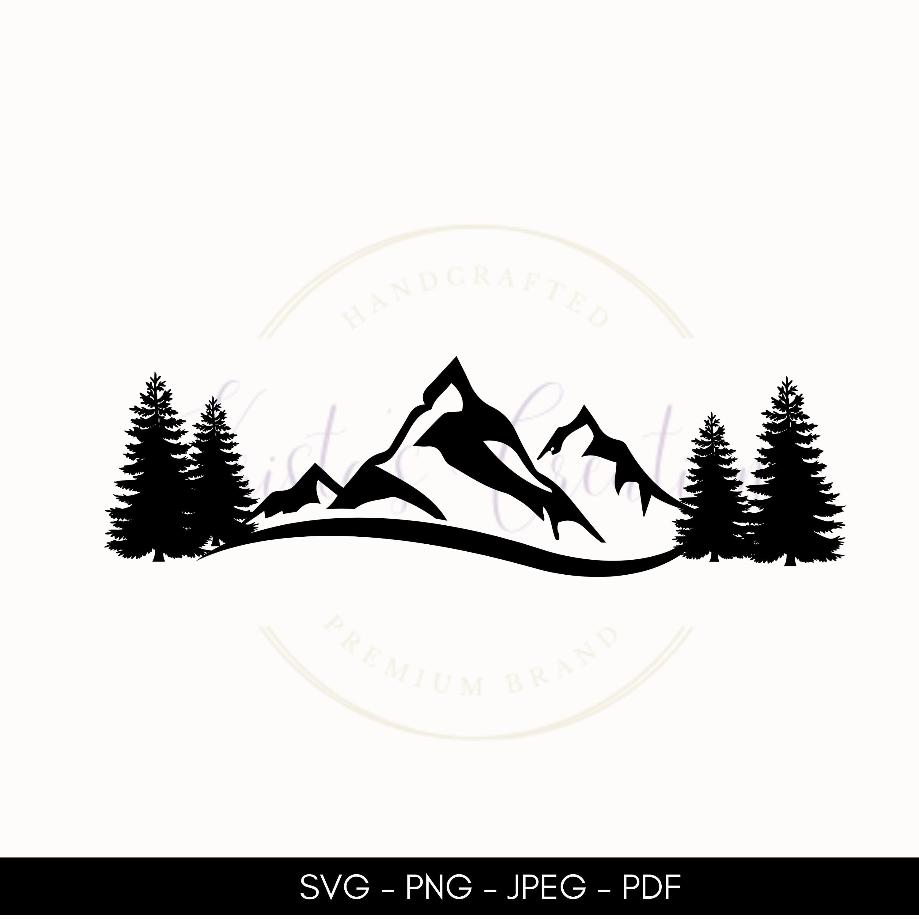 Mountain and Trees Svg, Trees Svg, Mountain Svg, Forest Svg File for ...