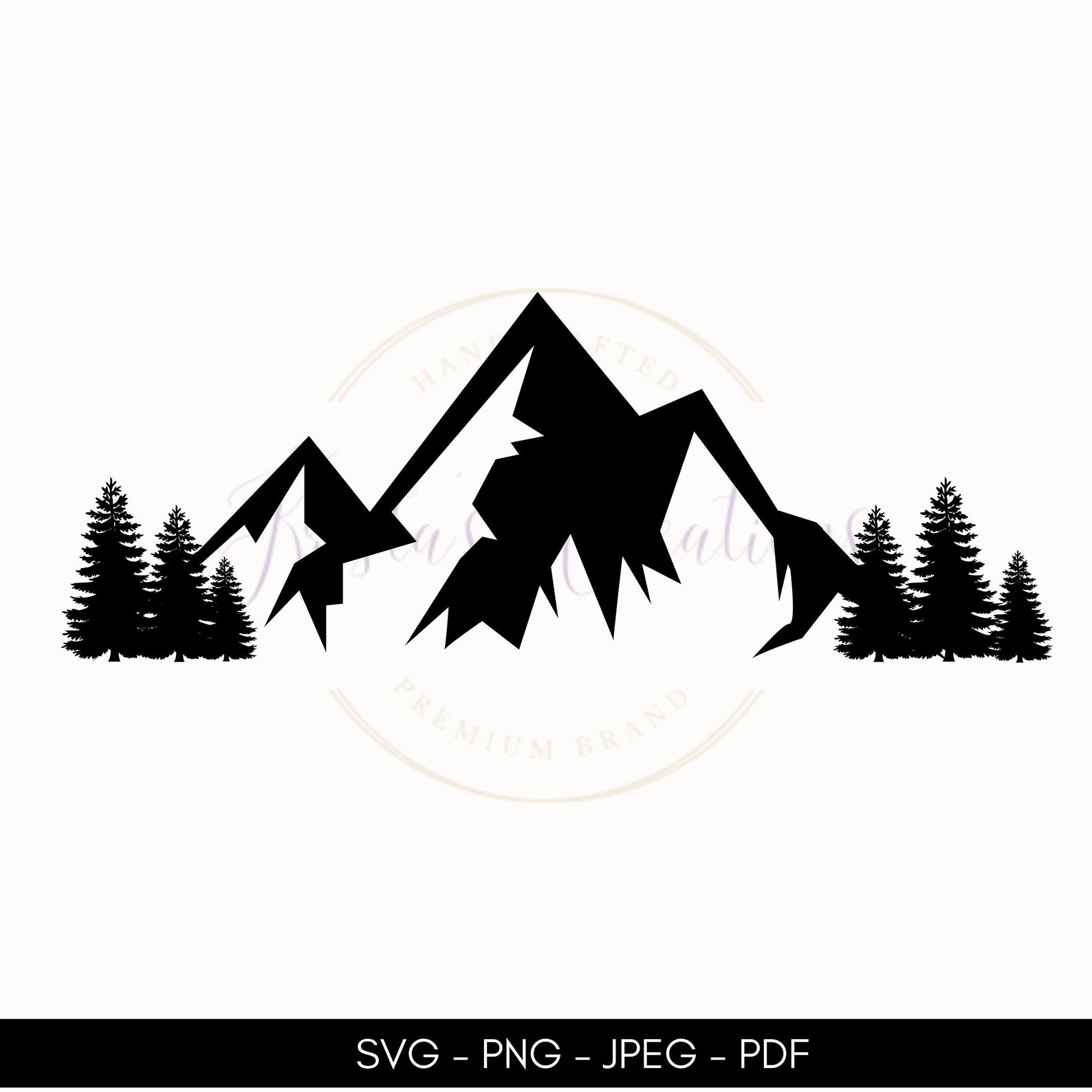 Mountain and Trees Svg, Trees Svg, Mountain Svg, Forest Svg File for ...