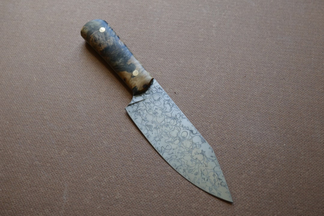 Hand Forged Chief Knife With Mustard Patina and Buckeye Burl - Etsy