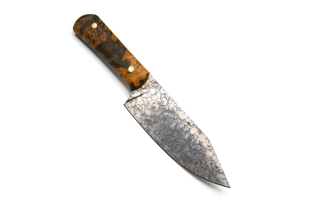 Hand Forged Chief Knife With Mustard Patina and Buckeye Burl - Etsy