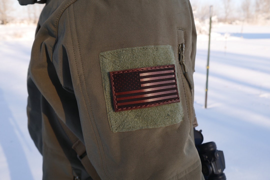 Leather Flag Patch Hook and Loop - Etsy