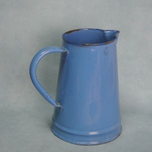 Vintage French Blue Enamelware Pitcher - Etsy