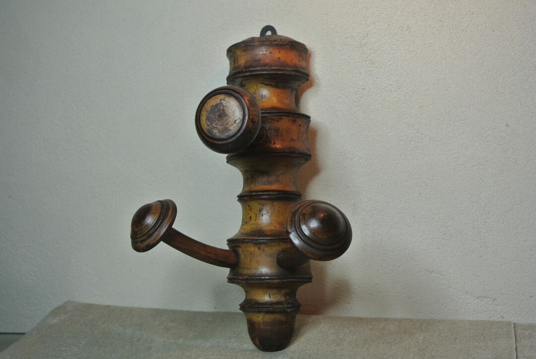 French Vintage Wooden Coat Peg Rack - Etsy
