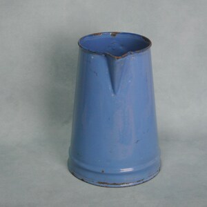 Vintage French Blue Enamelware Pitcher - Etsy