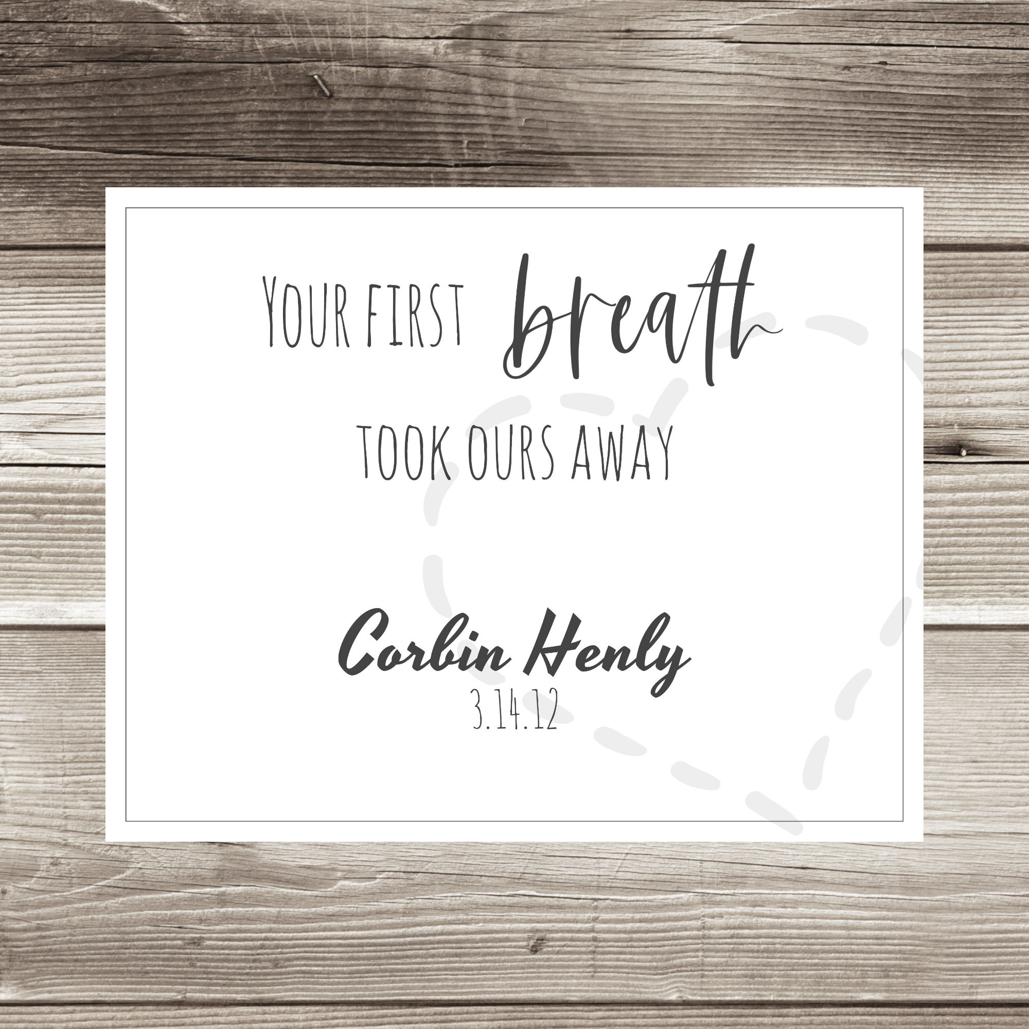 Your First Breath Took Ours Away-editable Birthdate-personalization ...