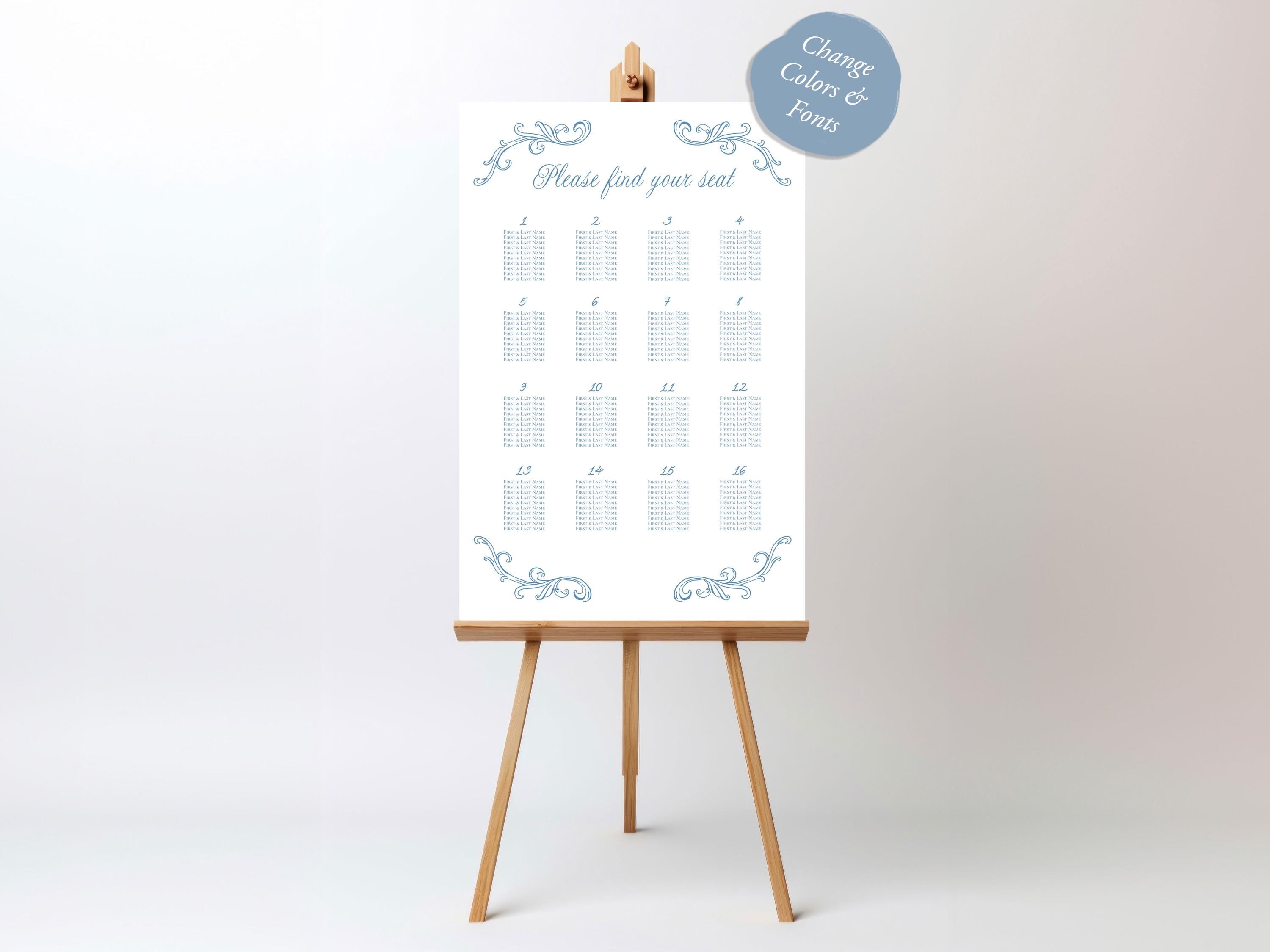 Printable Seating Chart Hand-drawn Seating Plan Design for Weddings ...