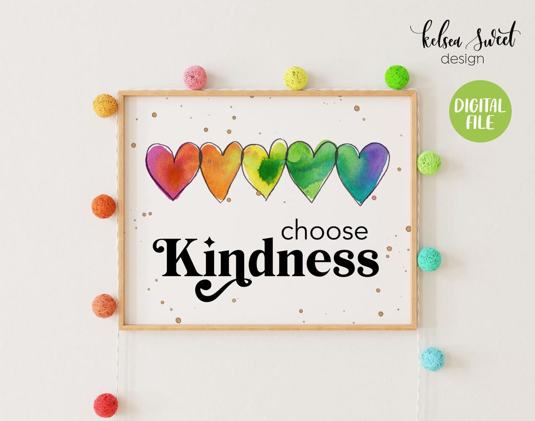 Choose Kindness, Printable Digital Download, Kids Playroom Wall Decor ...
