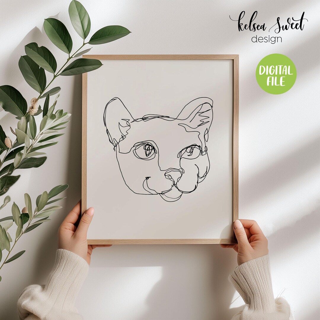 Cat Line Drawing, DIGITAL Printable Art, Black Cat, Funny Cat Wall Art ...