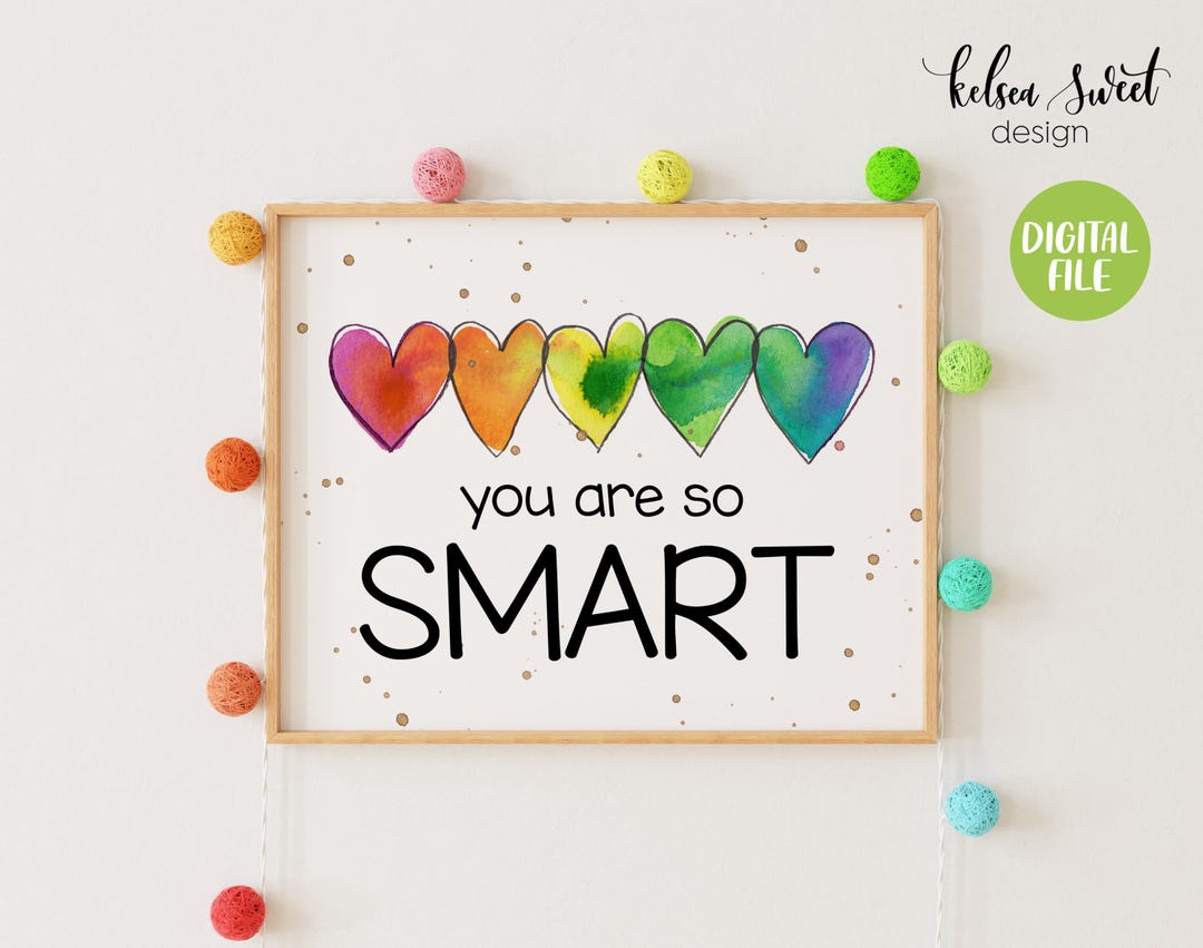 You Are so Smart, Kids Positive Affirmation, Watercolor Art, Colorful ...
