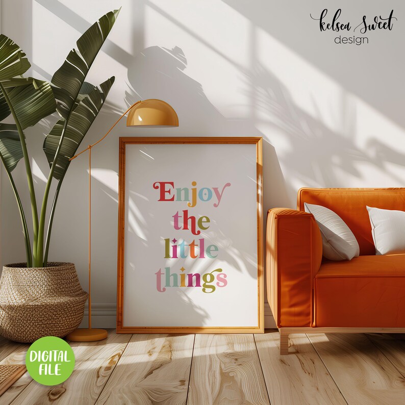 Enjoy the Little Things, Printable Wall Art, Colorful Kids Playroom ...
