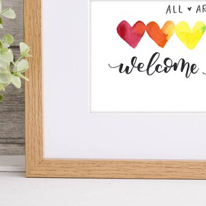 All Are Welcome Here, Inclusive Classroom, Pride Rainbow LBGTQ Decor ...