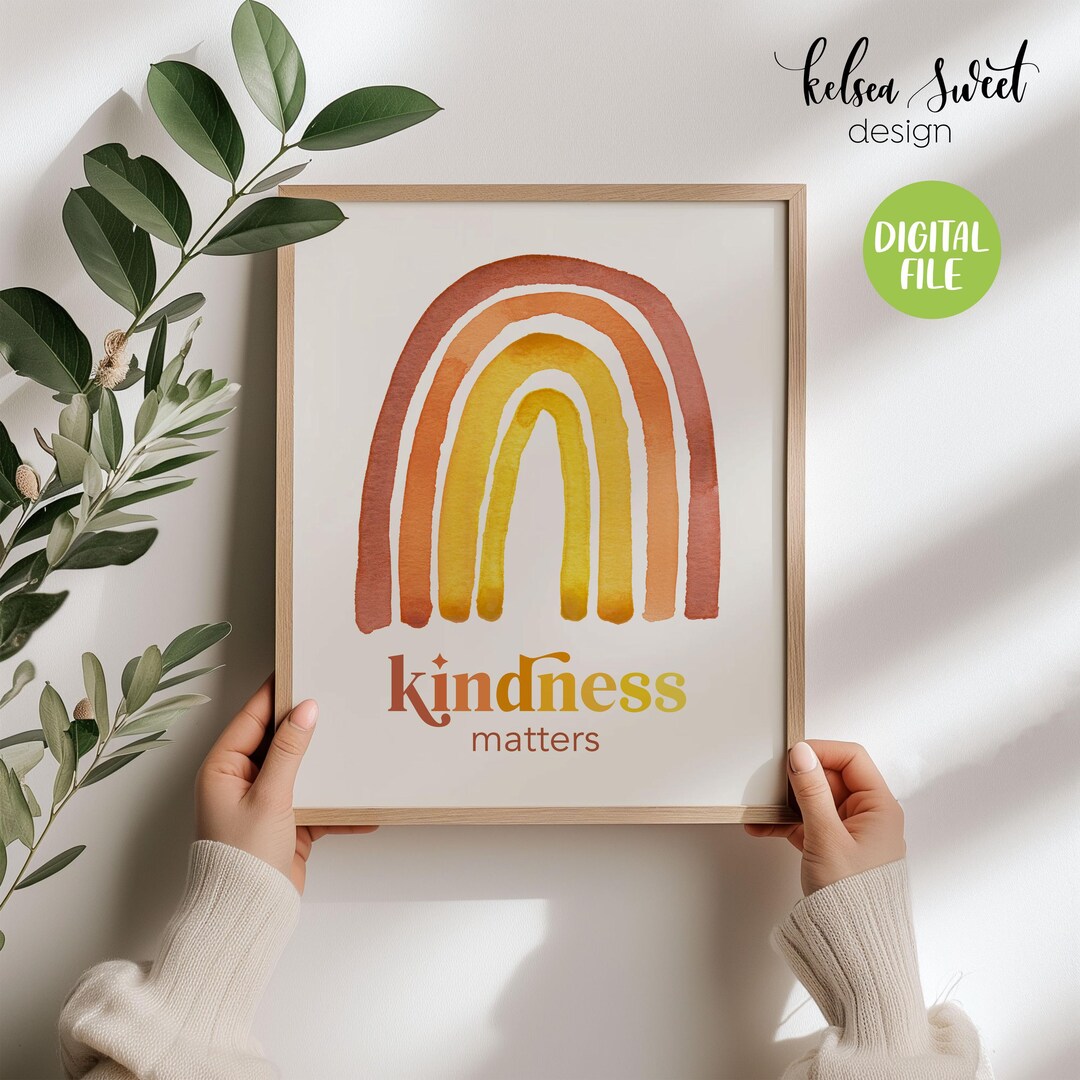 Kindness Matters, Rainbow Watercolor Painting Wall Art, DIGITAL ...