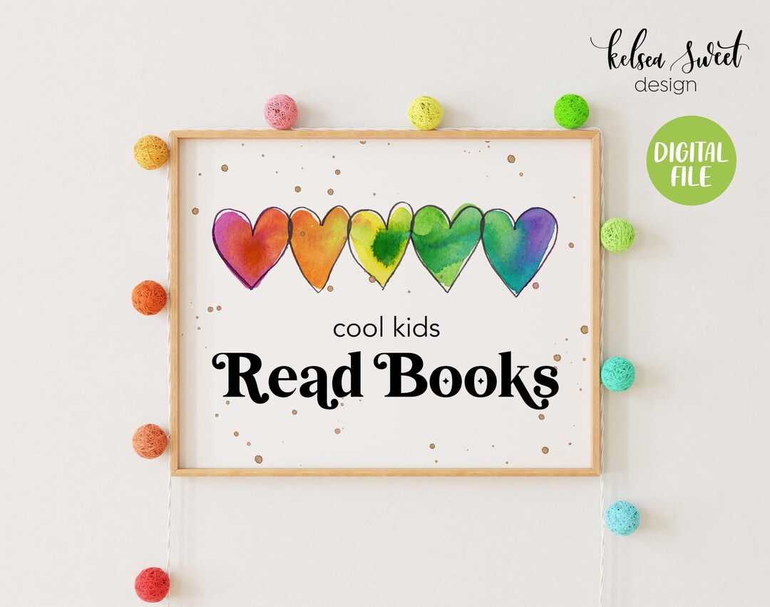 Cool Kids Read Books, Printable Digital Download, Kids Playroom Wall ...