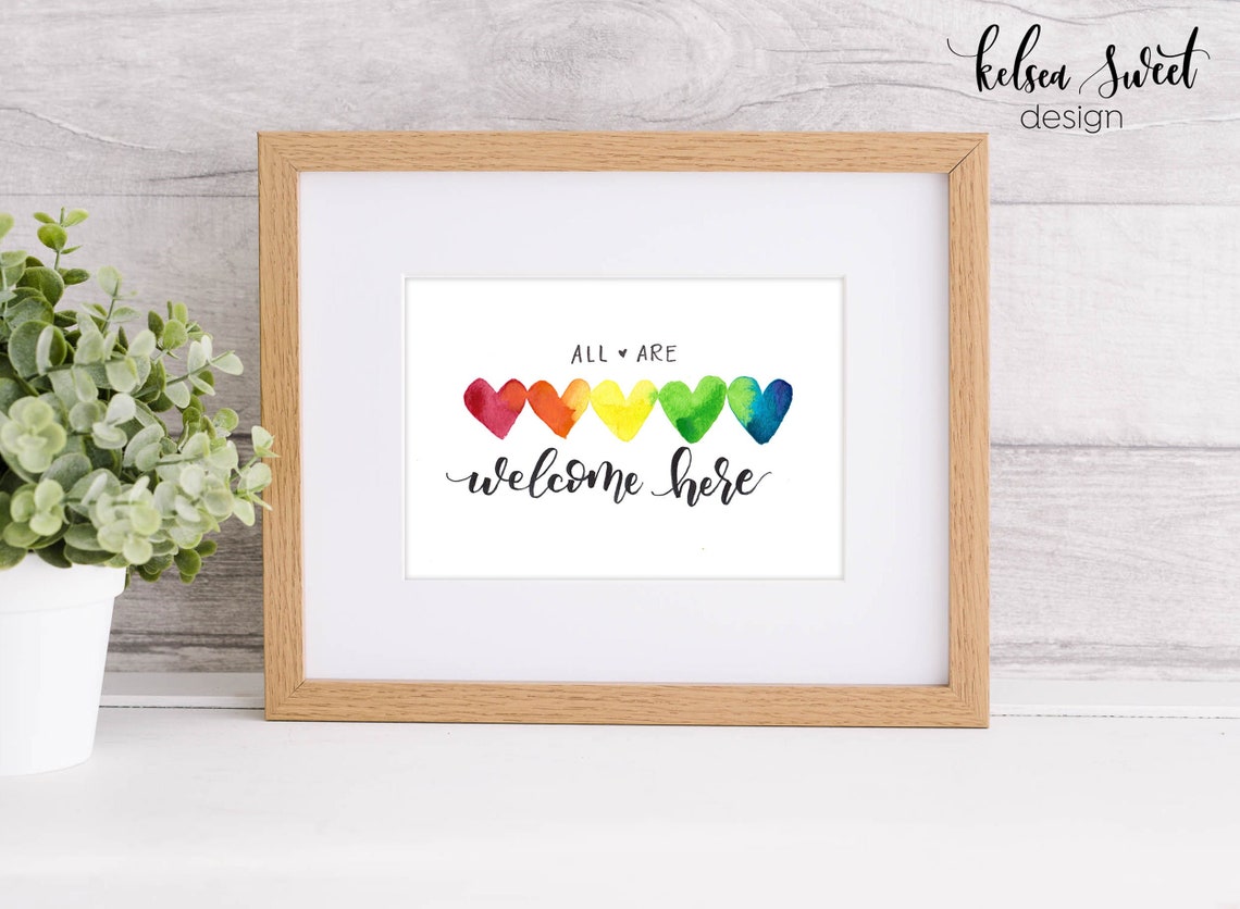 Inclusive Classroom Decor All Are Welcome Here Pride Rainbow - Etsy