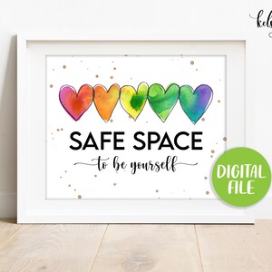 Safe Space, Printable Digital Download, Kids WATERCOLOR Classroom Decor ...