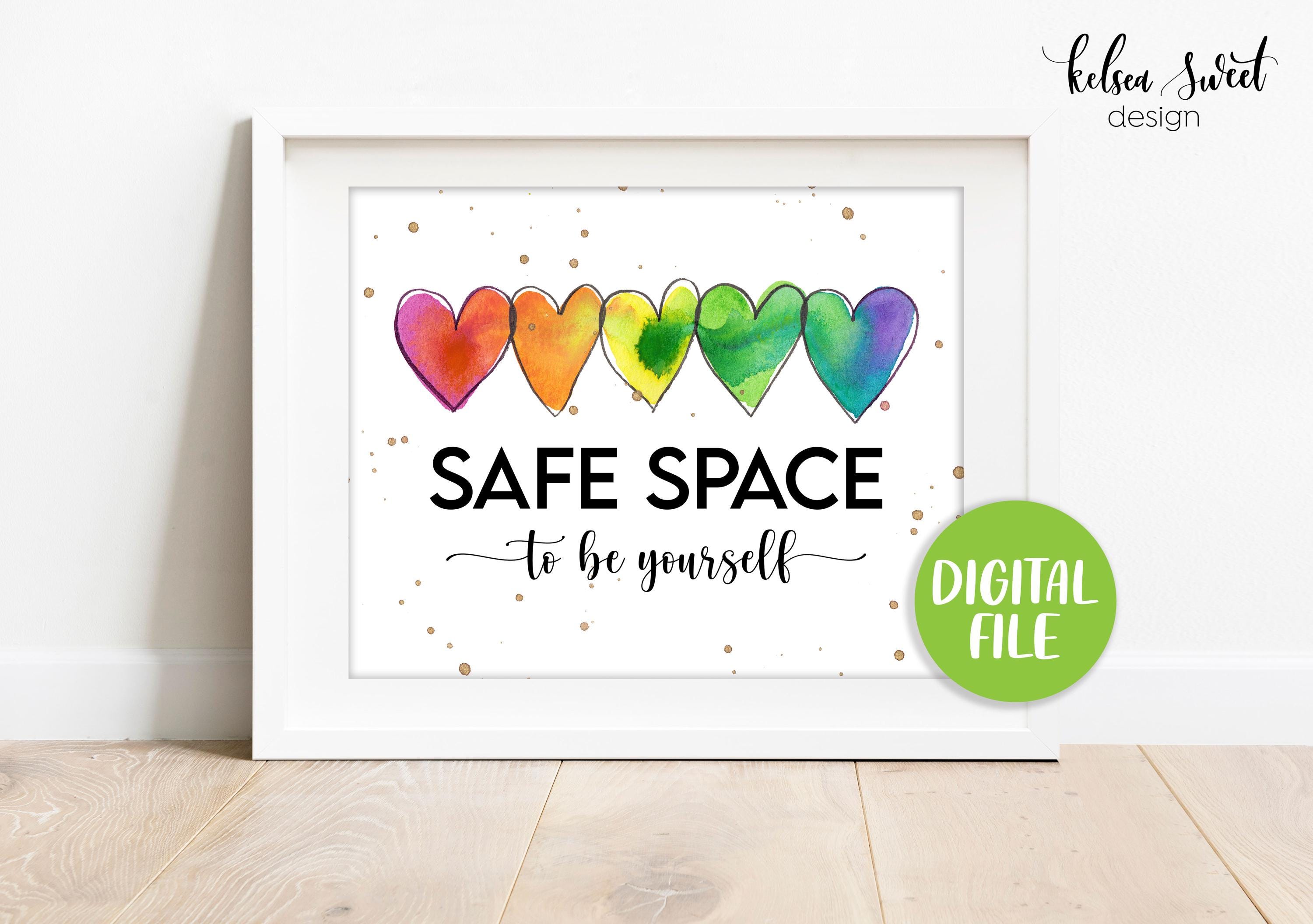 Safe Space, Printable Digital Download, Kids WATERCOLOR Classroom Decor ...