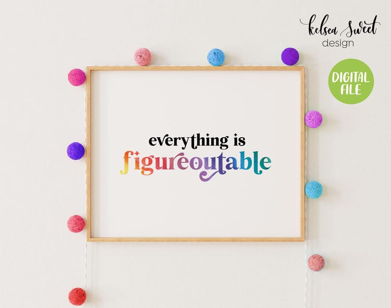 Everything is Figureoutable, Printable Motivational Fun Office Wall Art ...