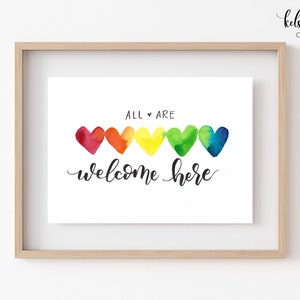 All Are Welcome Here, Inclusive Classroom, Pride Rainbow LBGTQ Decor ...