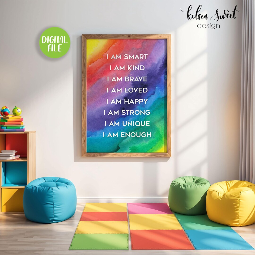 Positive Affirmations for Kids, WATERCOLOR Elementary Classroom Digital ...