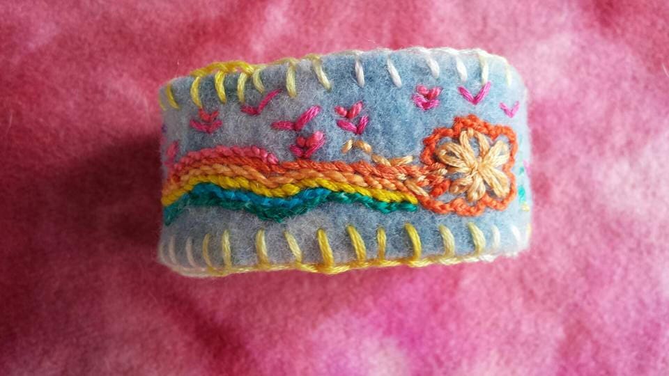 Hand Embroidered Recycled Wool Bracelet - Etsy Ireland