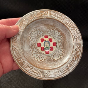 Small Vintage Croatian Wood Carved Plate Wall Art Zagreb Medallion Rare ...