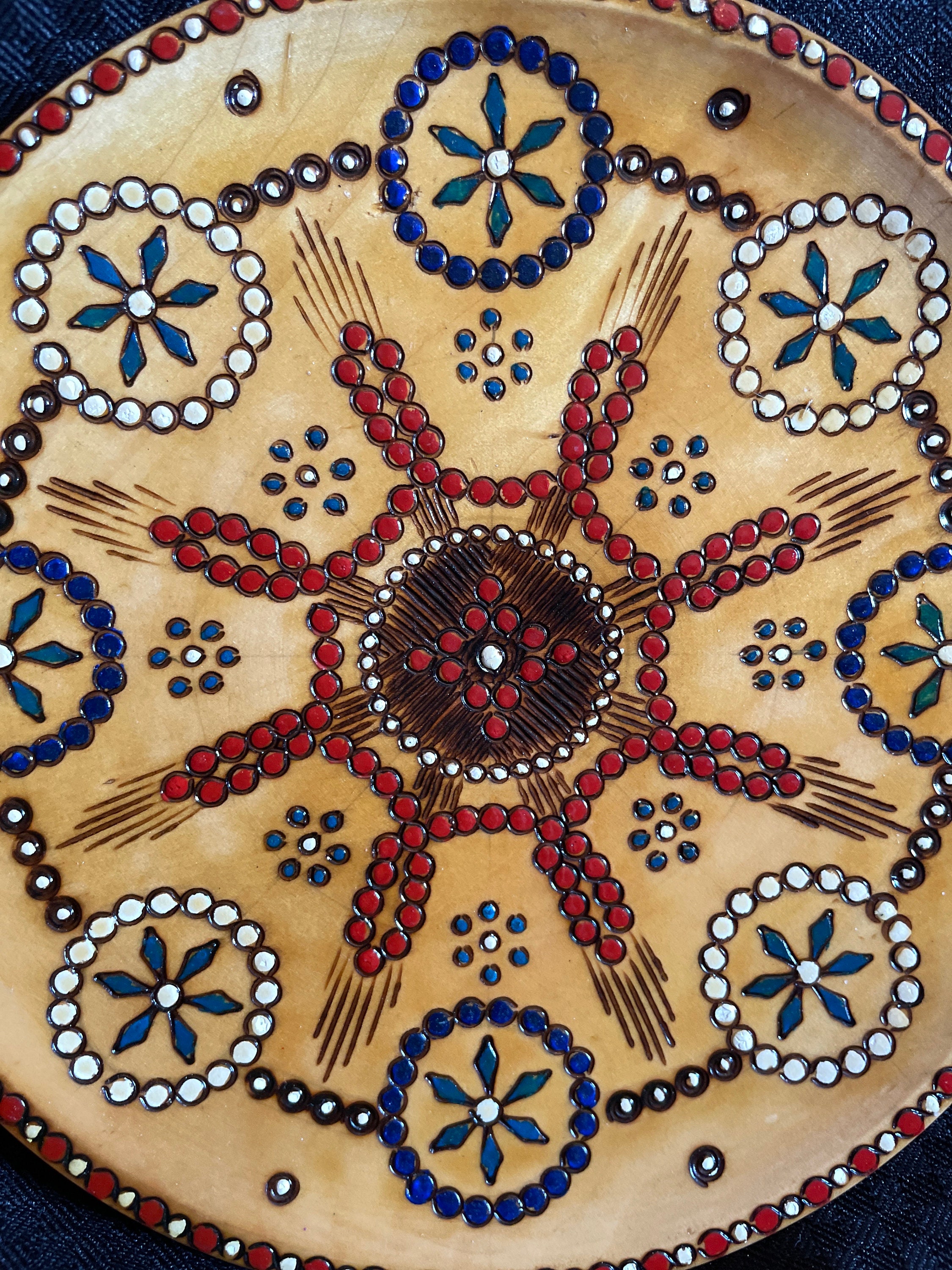 Vintage Slavic Pyrography Design Wooden Wall Plate Art - Etsy