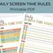 Screen Time Rules Printable, Screen Time Chore Chart, Limit Screen Time ...