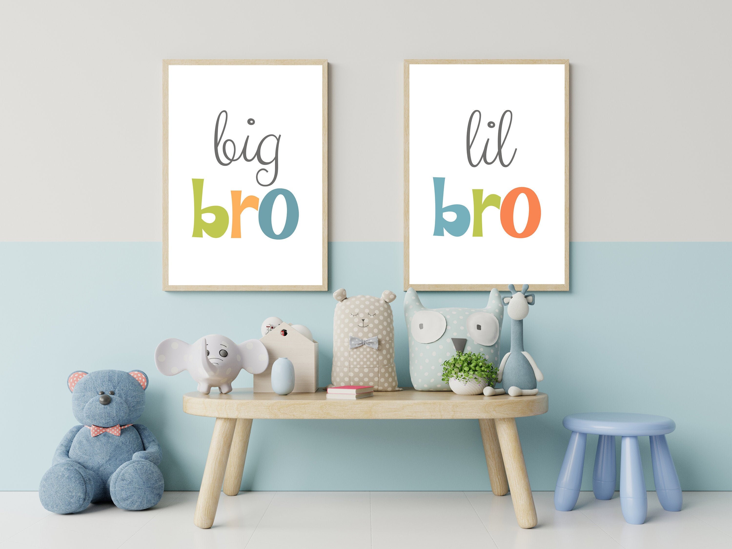 Big Bro Little Bro Siblings Printable Boys Bedroom Brothers - Etsy