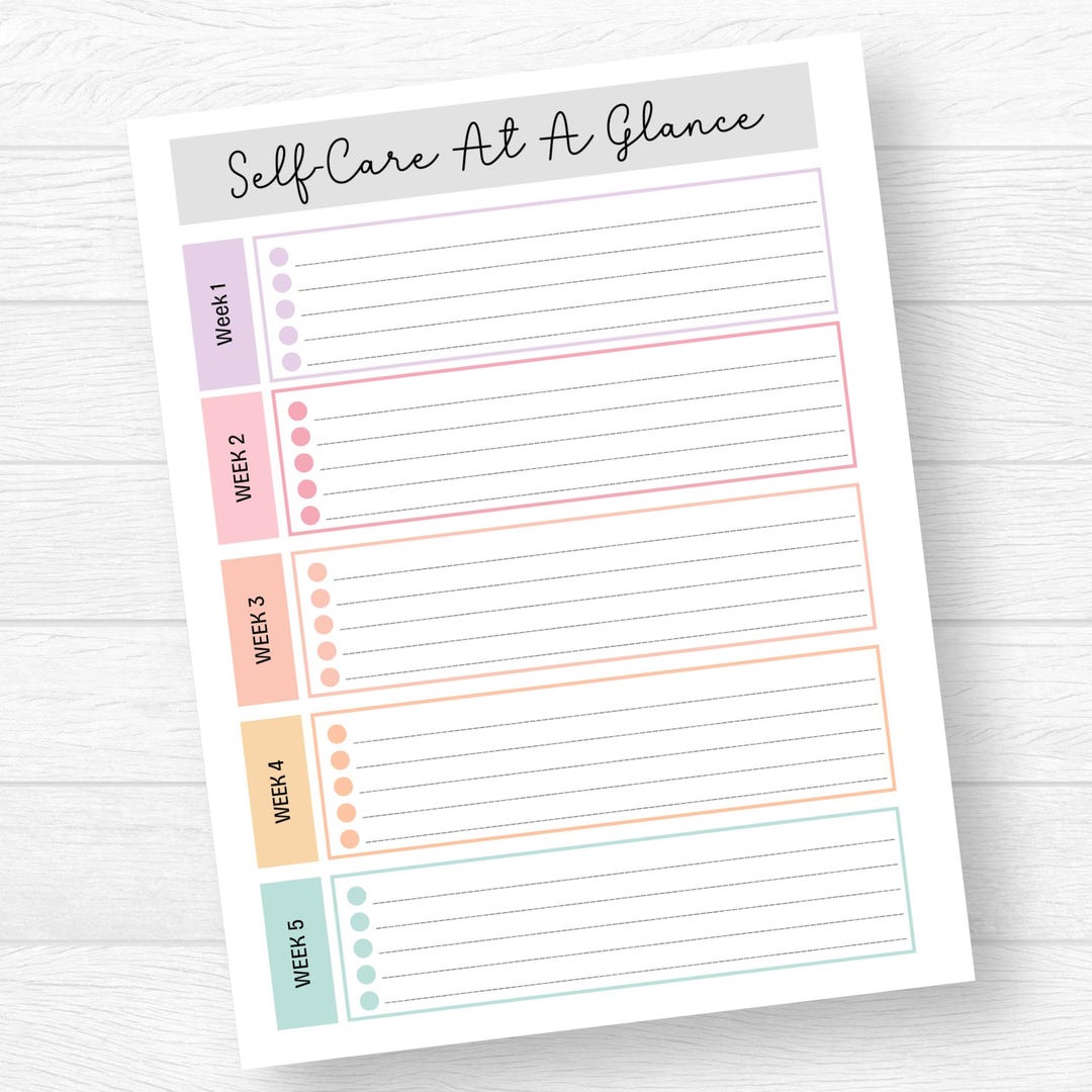 Self-care Planner Printable: 5-week Wellness Tracker (PDF) - Etsy