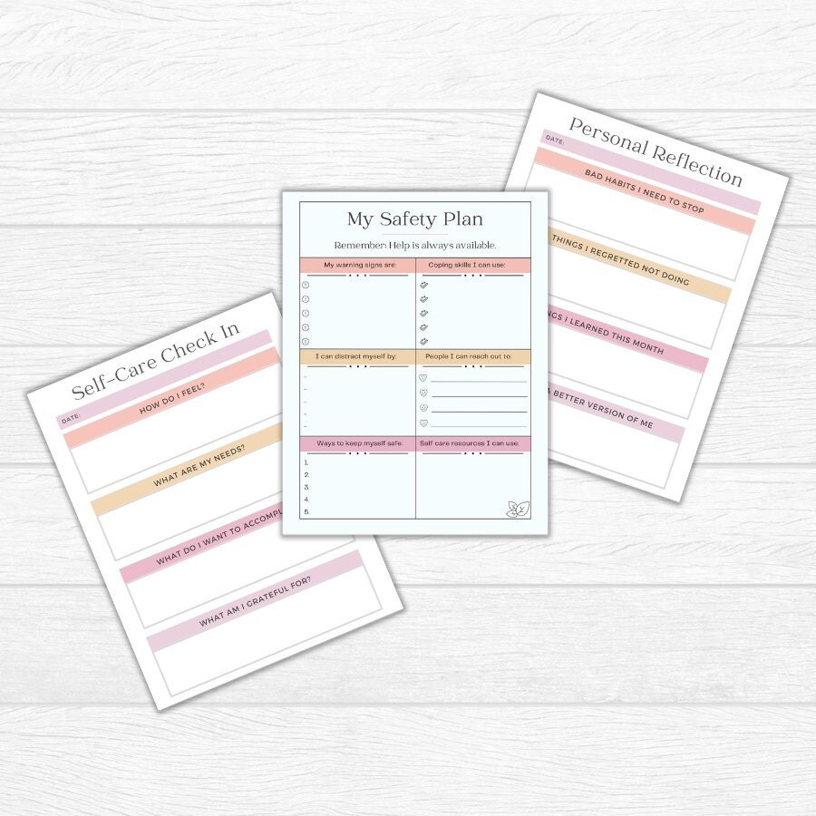 Mental Health Worksheets, Safety Plan for Mental Health, Personal ...