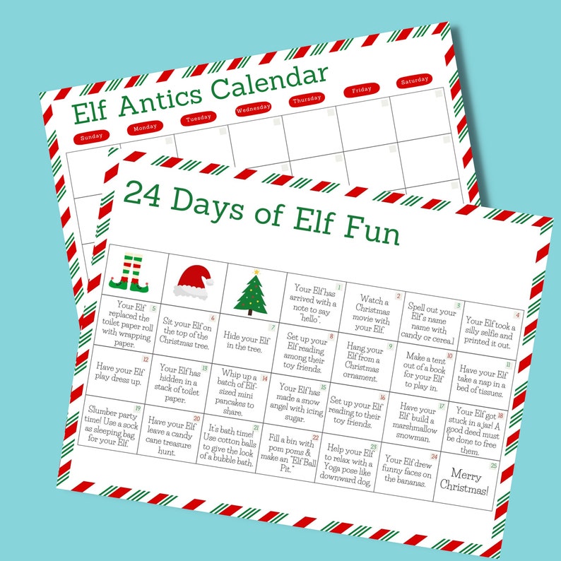 Elf Calendar Printable, Christmas Elf Ideas, Elf Kit, Elf Activities ...