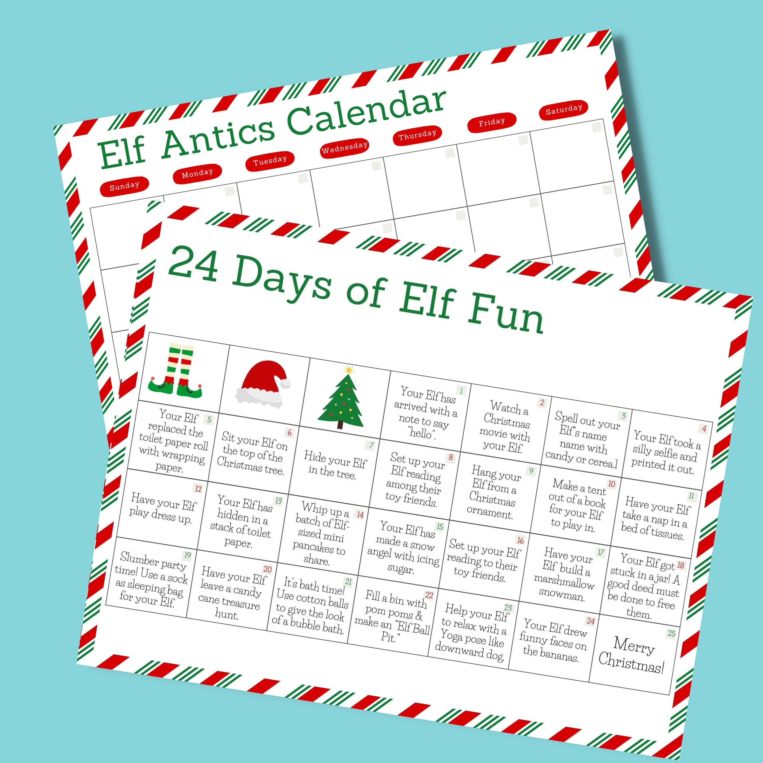 Elf Calendar Printable, Christmas Elf Ideas, Elf Kit, Elf Activities ...