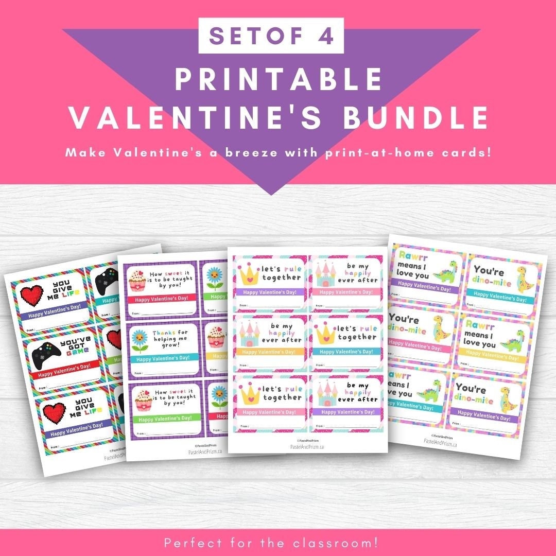 Kids Printable Valentines Cards, School Valentine, Kids Valentine's ...