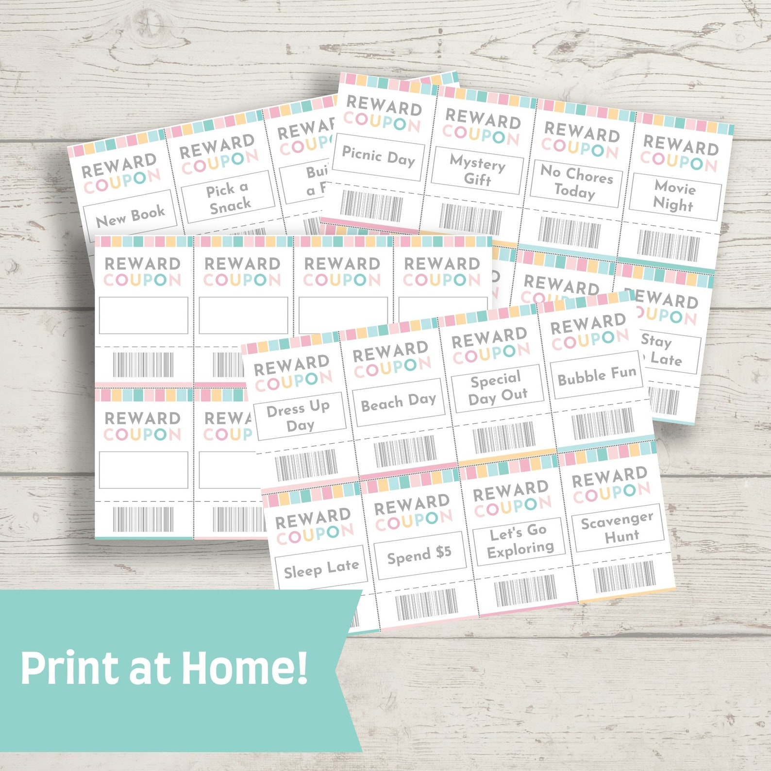 Girls Reward Coupons, Printable Chore Incentives, School Reward System ...