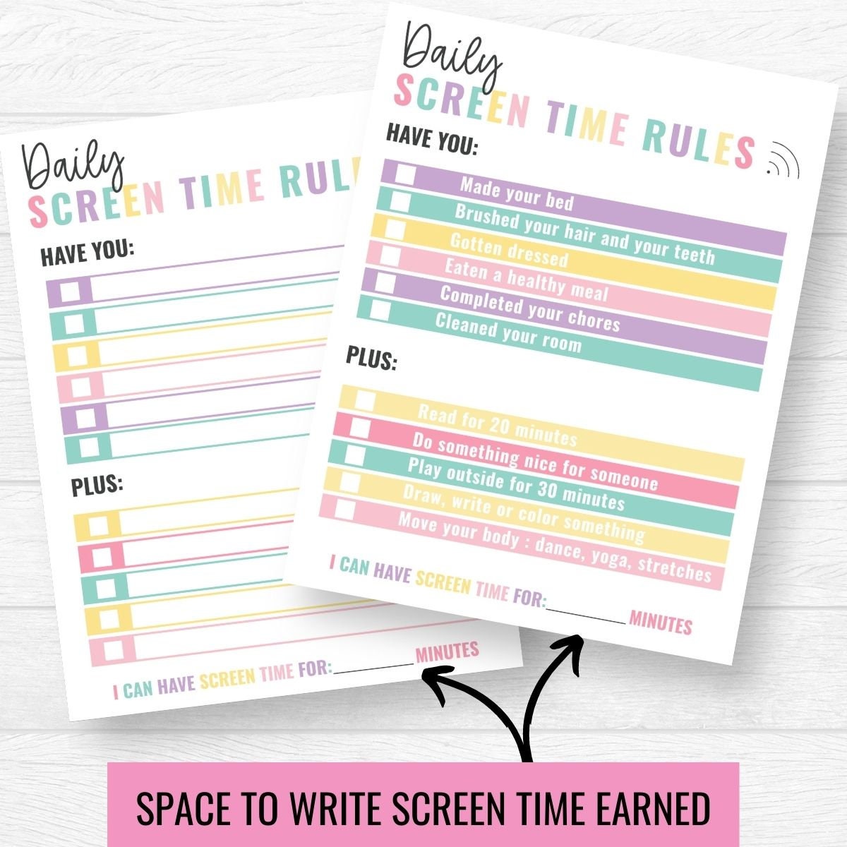 Screen Time Rules Printable, Screen Time Chore Chart, Limit Screen Time ...