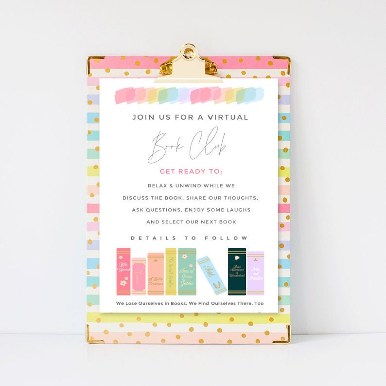 Virtual Book Club Kit, Printable Book Club Questions, Discussion Guide ...