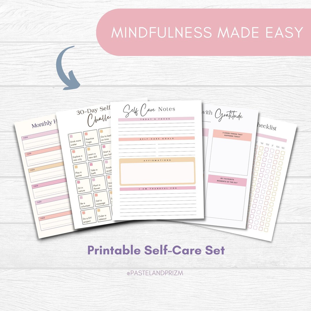 Self-care Routine Worksheet, Mindful Moments, Safety Plan, Coping ...