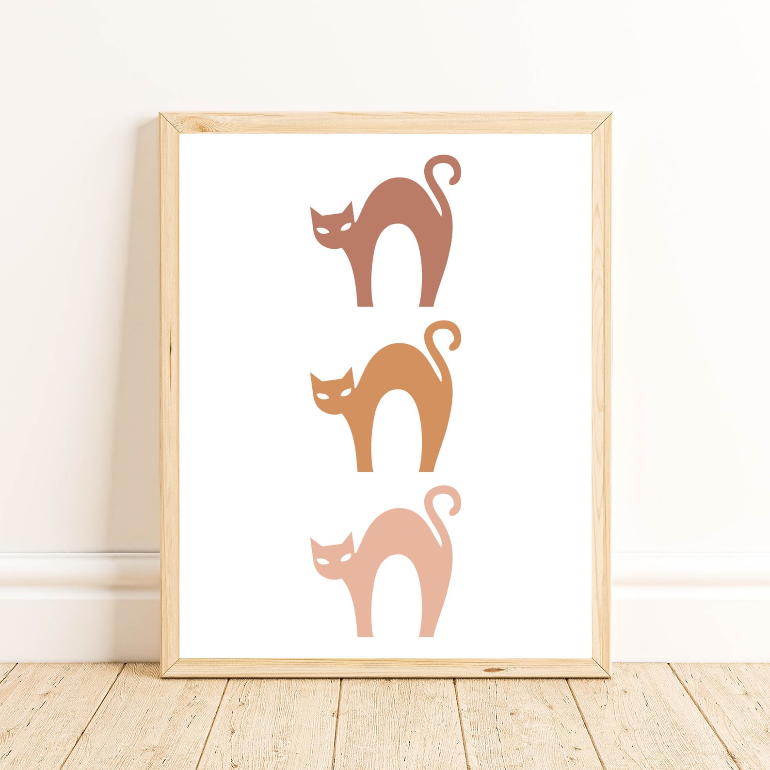 Three Cats, Neutral Wall Decor, Cat Wall Art Print, Printable Cat Decor ...