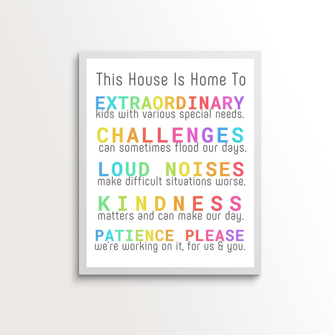 This House is Home To, Printable Special Needs Awareness Sign, Autism ...